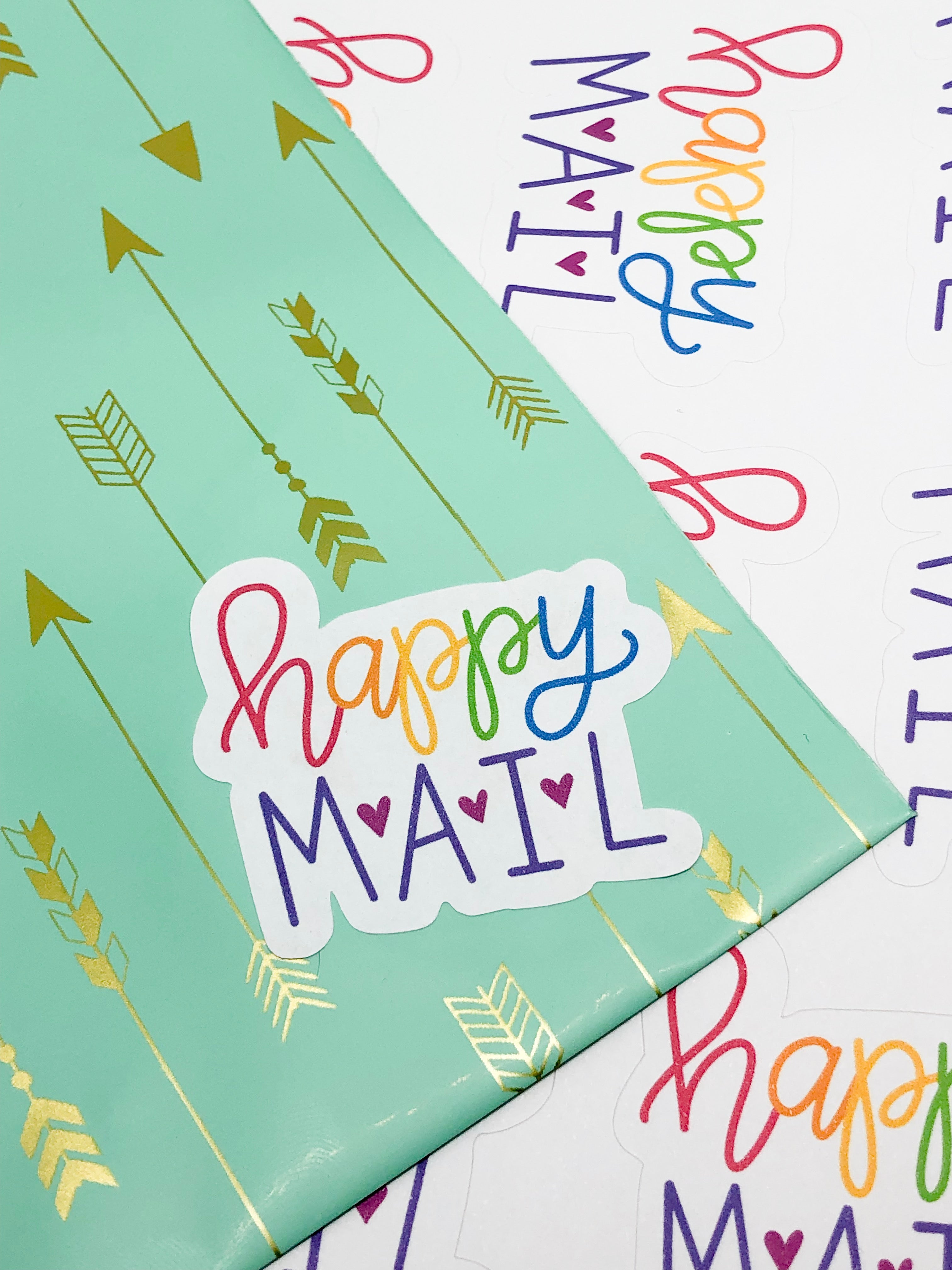 Rainbow Happy Mail Stickers | Packaging Stickers | Business Branding ...