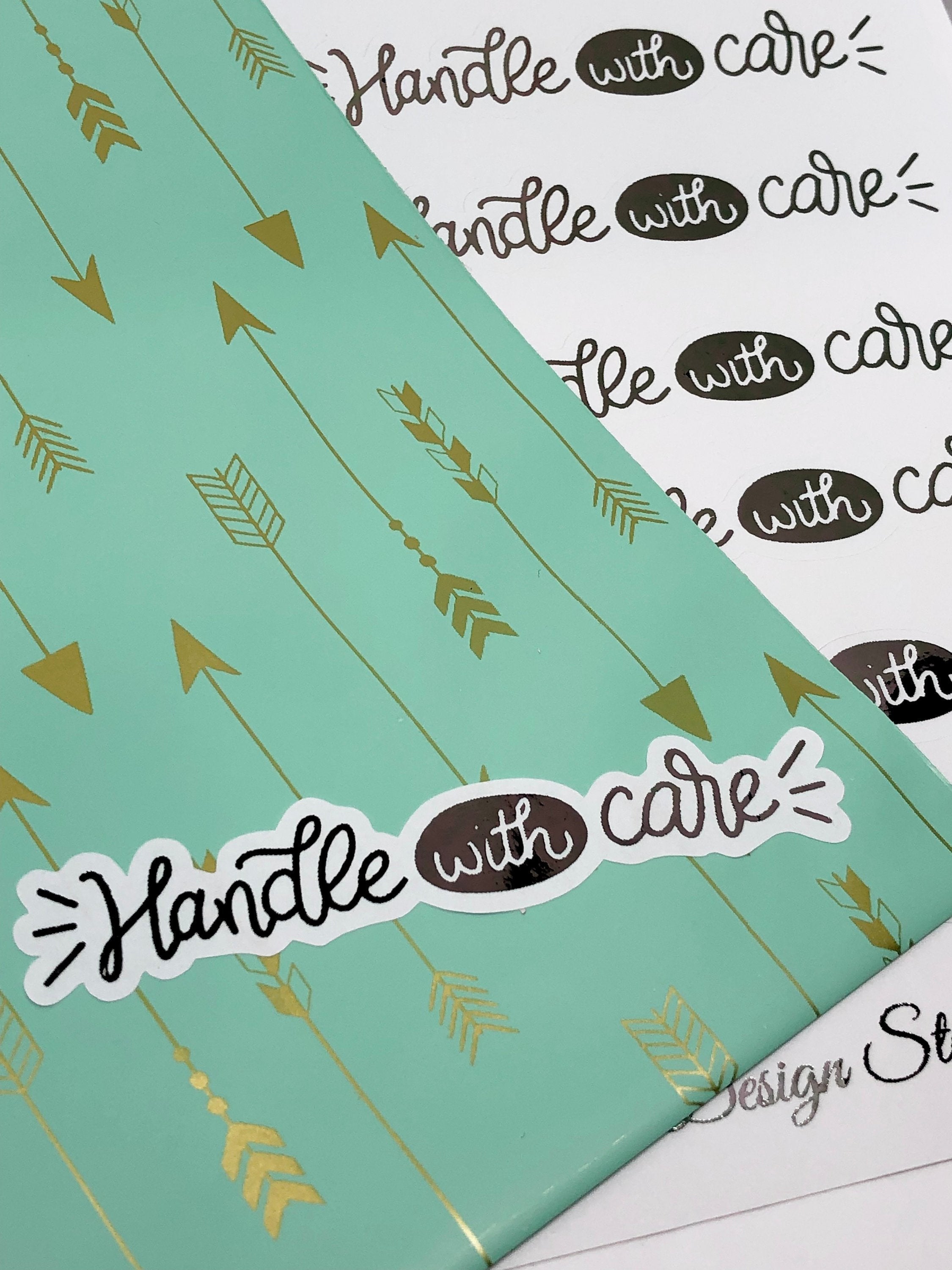 FOIL Sticker | Handle With Care | Die Cut Sticker | Small Business Bra ...